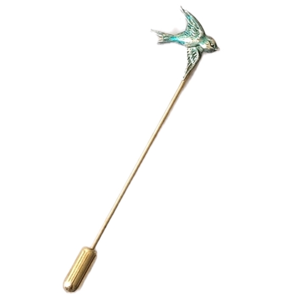 Accessories | Vintage Blue Bird Gold Hat Pin | Poshmark